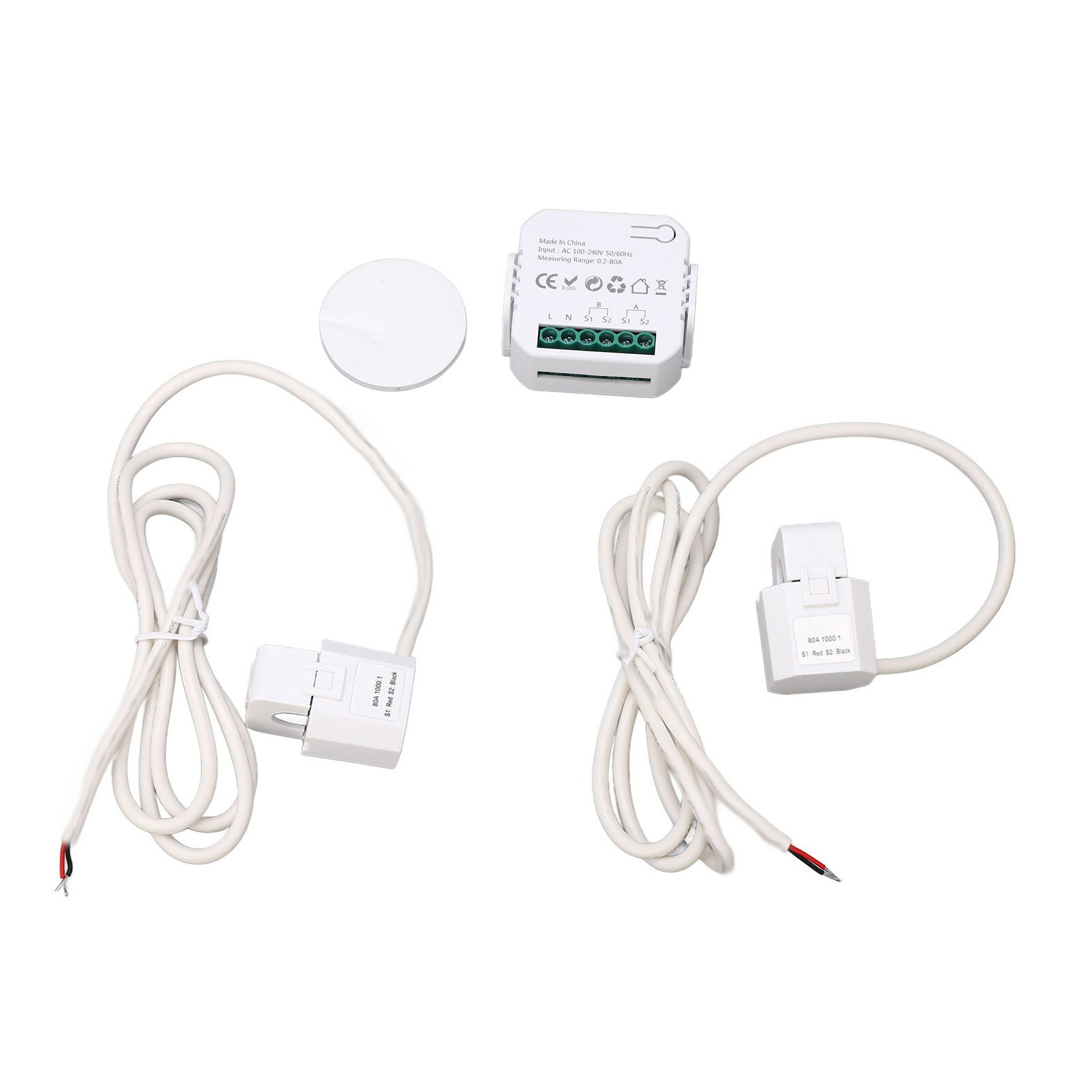 Wi -Fi Smart Energy Monitor Однофазный зажидок измеритель электроэнергии 100–240 В переменного тока для домашних приборов белый PJ -11103A -W