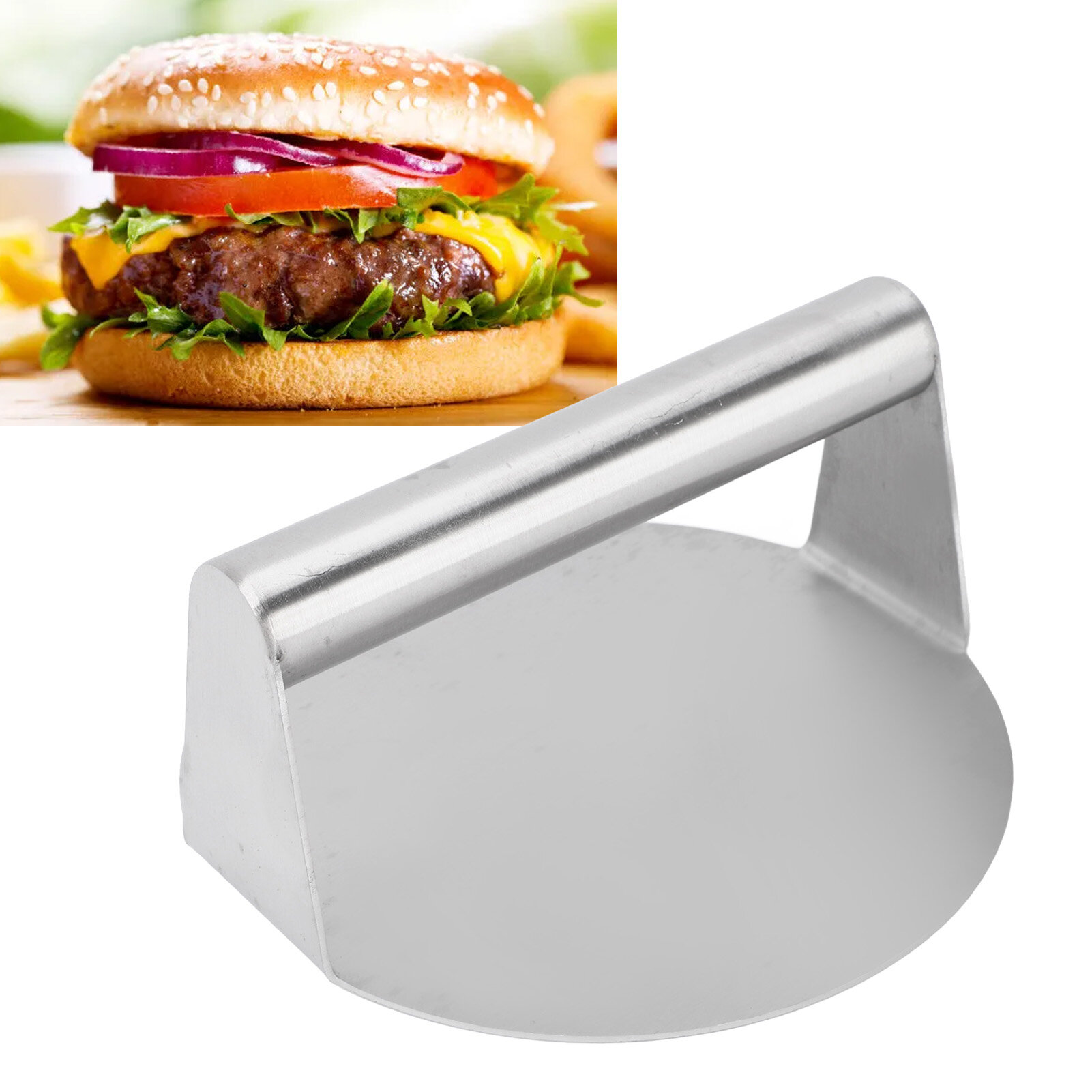 Пресс для гамбургеров из нержавеющей стали ручной многофункциональный легкоочищаемый пресс для бургеров для бекона стейк круглый