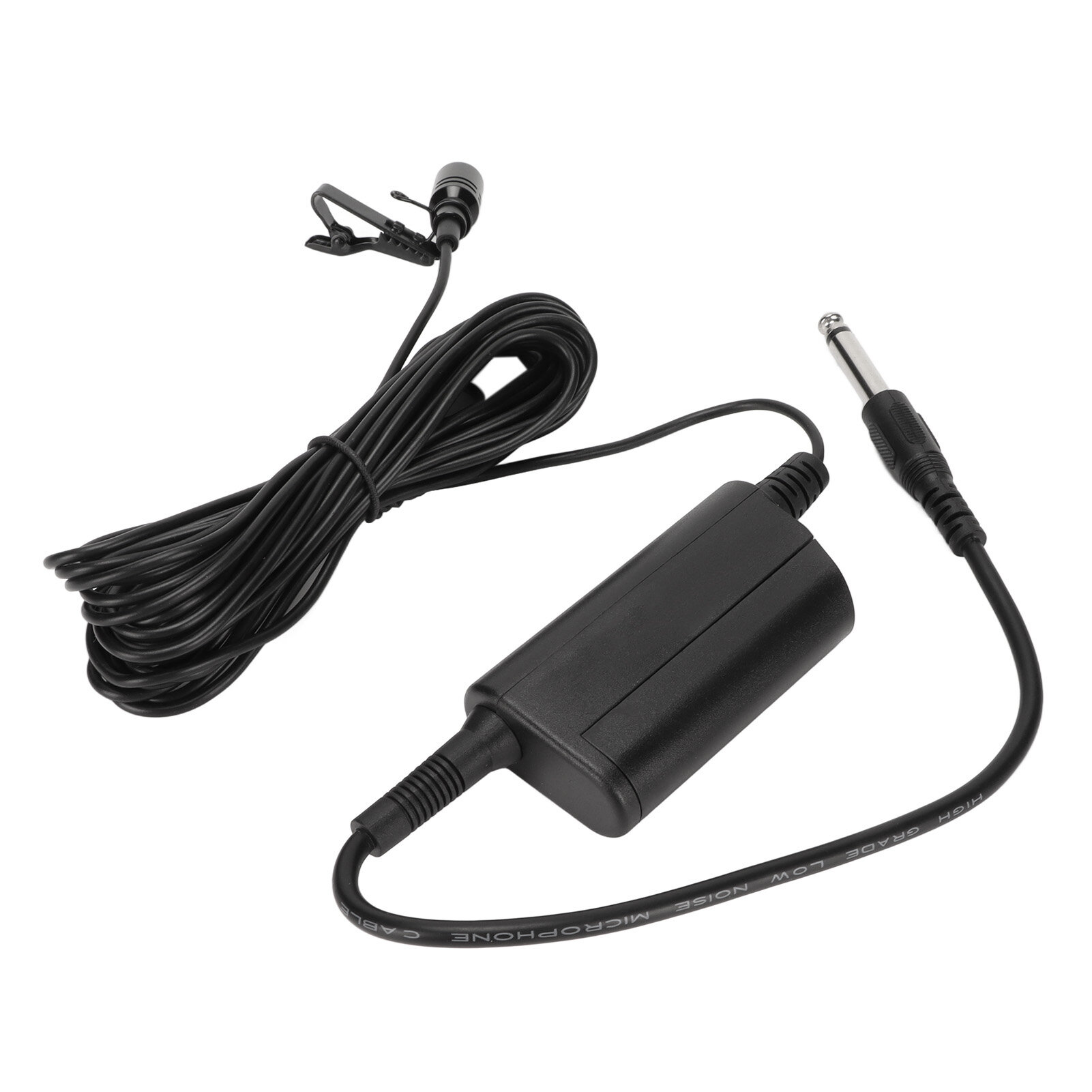 Лавальный микрофон Omnidirectional Professional со стереоразъемом 6.35mm и 3.5mm, кабель 5m, черный цвет, для гитары, речи, барабанов, пианино, саксофона, 1 шт. в комплекте с адаптером, ватным наконечником и инструкцией