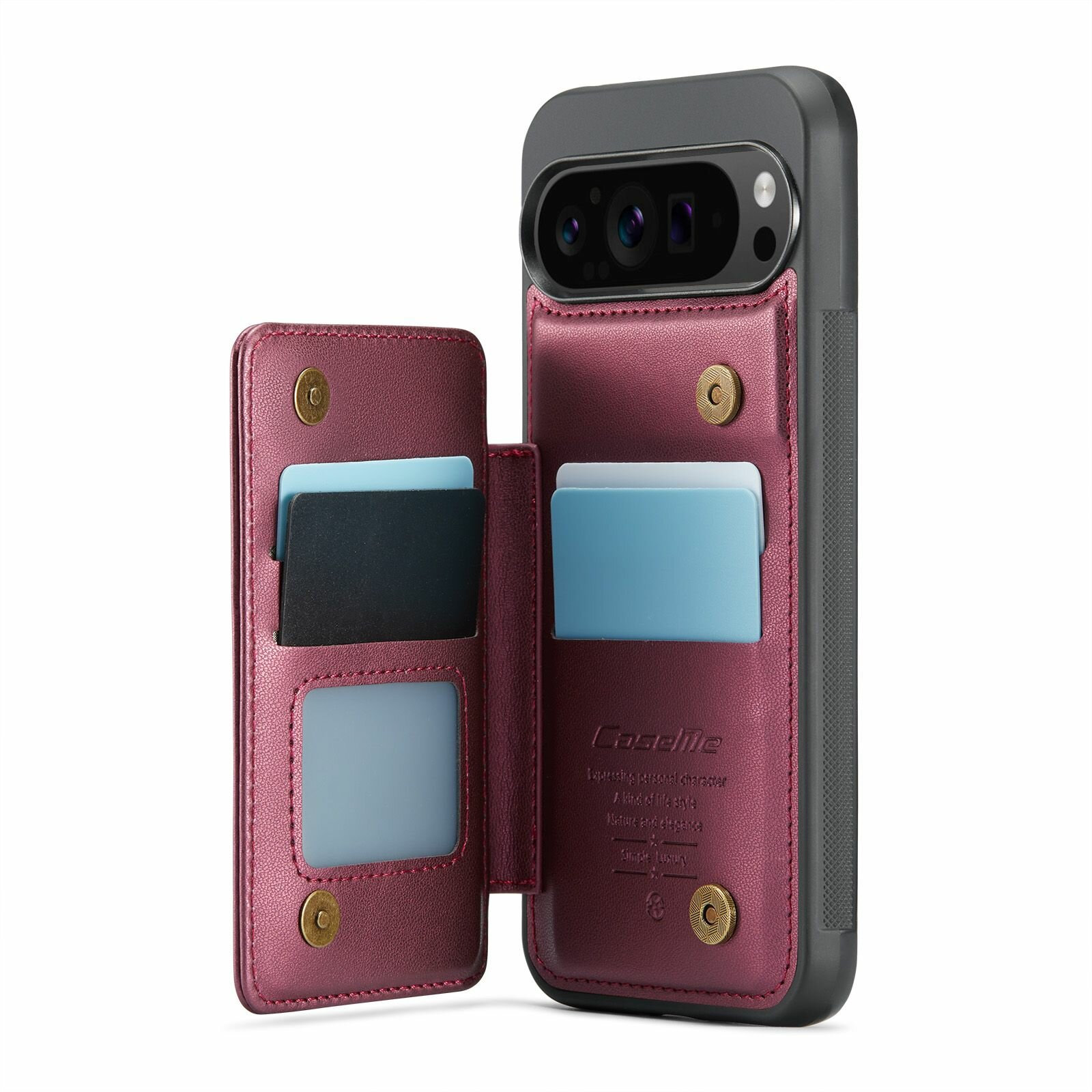 Чехол CaseMe Card Protection, для Google Pixel 9 Pro XL, бордовый