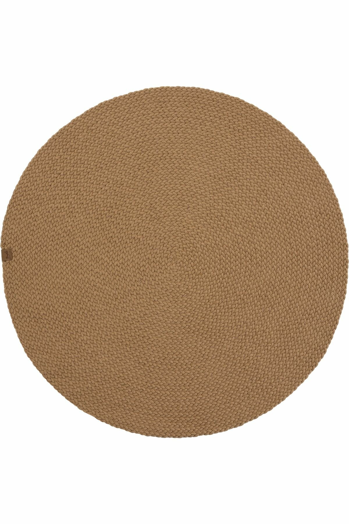 Ковер Cool Hali Glenn 614 Круглый коврик 80x80 cm с плетеной текстурой цвета песчаный беж (темно-бежевый)