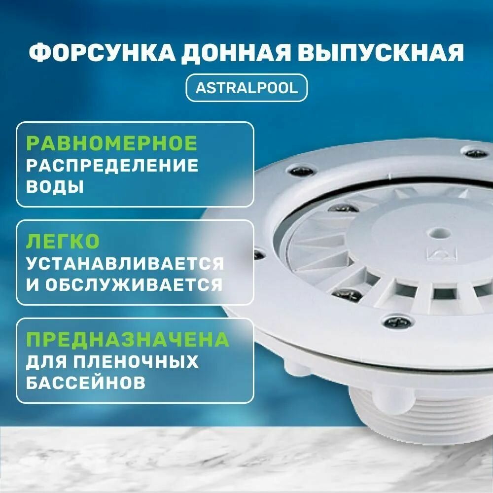 Форсунка донная, для пленочного бассейна, регулируемая, белая