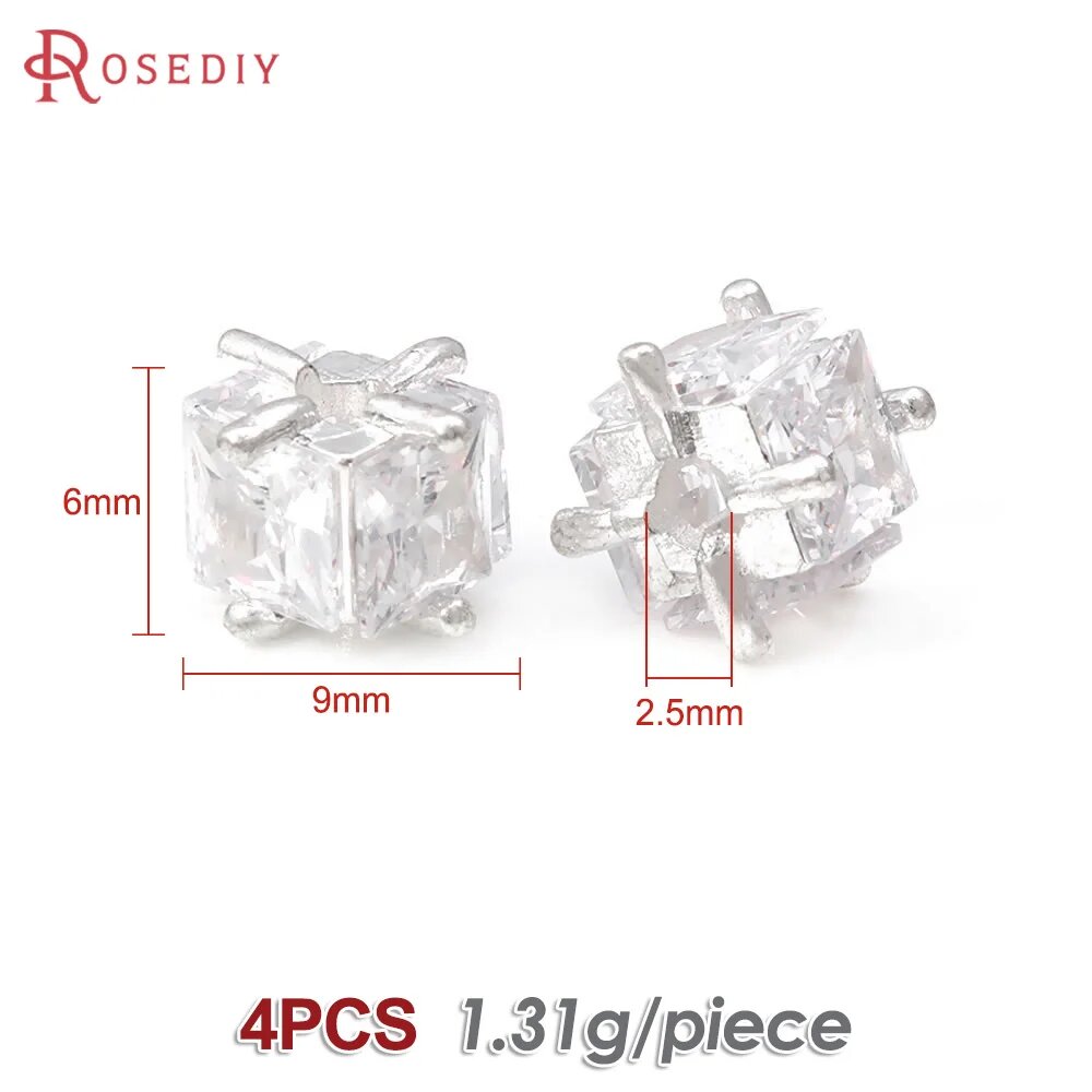 Бусины Rosediy из латуни и циркония с большими отверстиями 54575-Silver Color