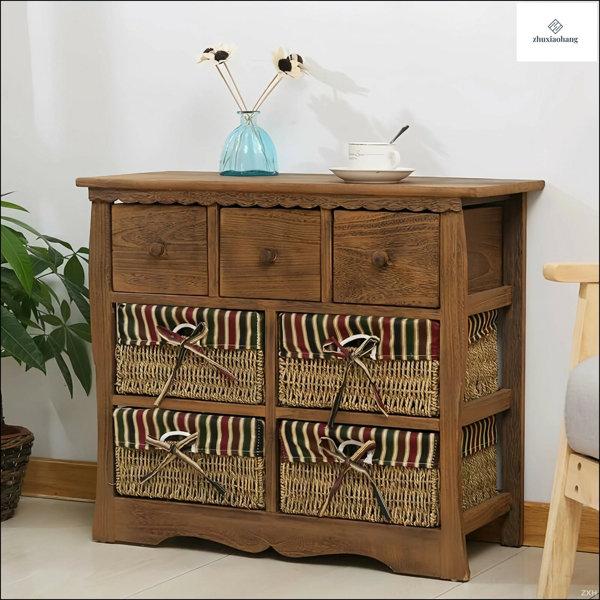 Эксклюзивный комод с 7 ящиками, 70x30x62 см, глянцевый коричневый