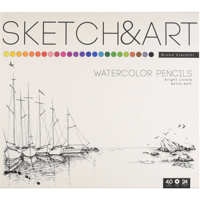 Карандаши акварельные для скетчинга SKETCH&ART 24 цв в мет. коробке 30-0045