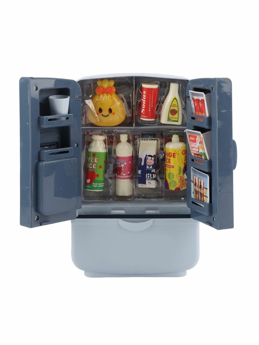 Детский холодильник с двойной дверью, игровой домик, кухонный игровой набор для детей, развивающая игрушка для обучения и воображения, синий цвет