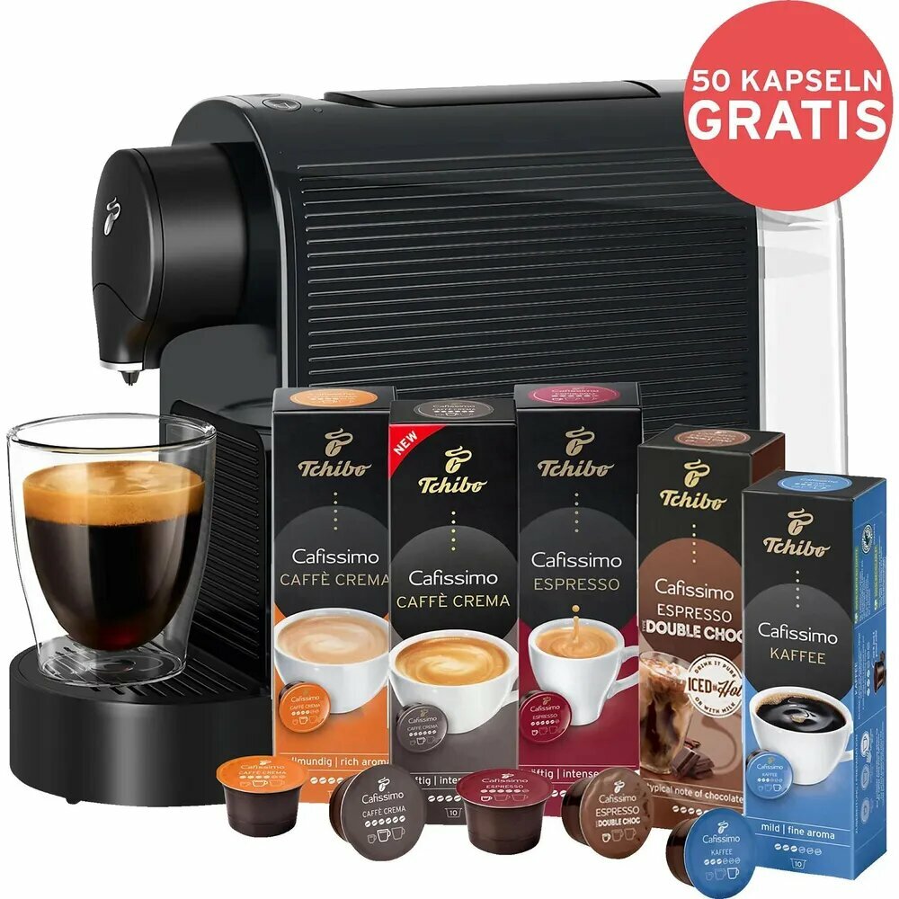 Tchibo Капсульная кофемашина Pure plus + 50 капсула, черный