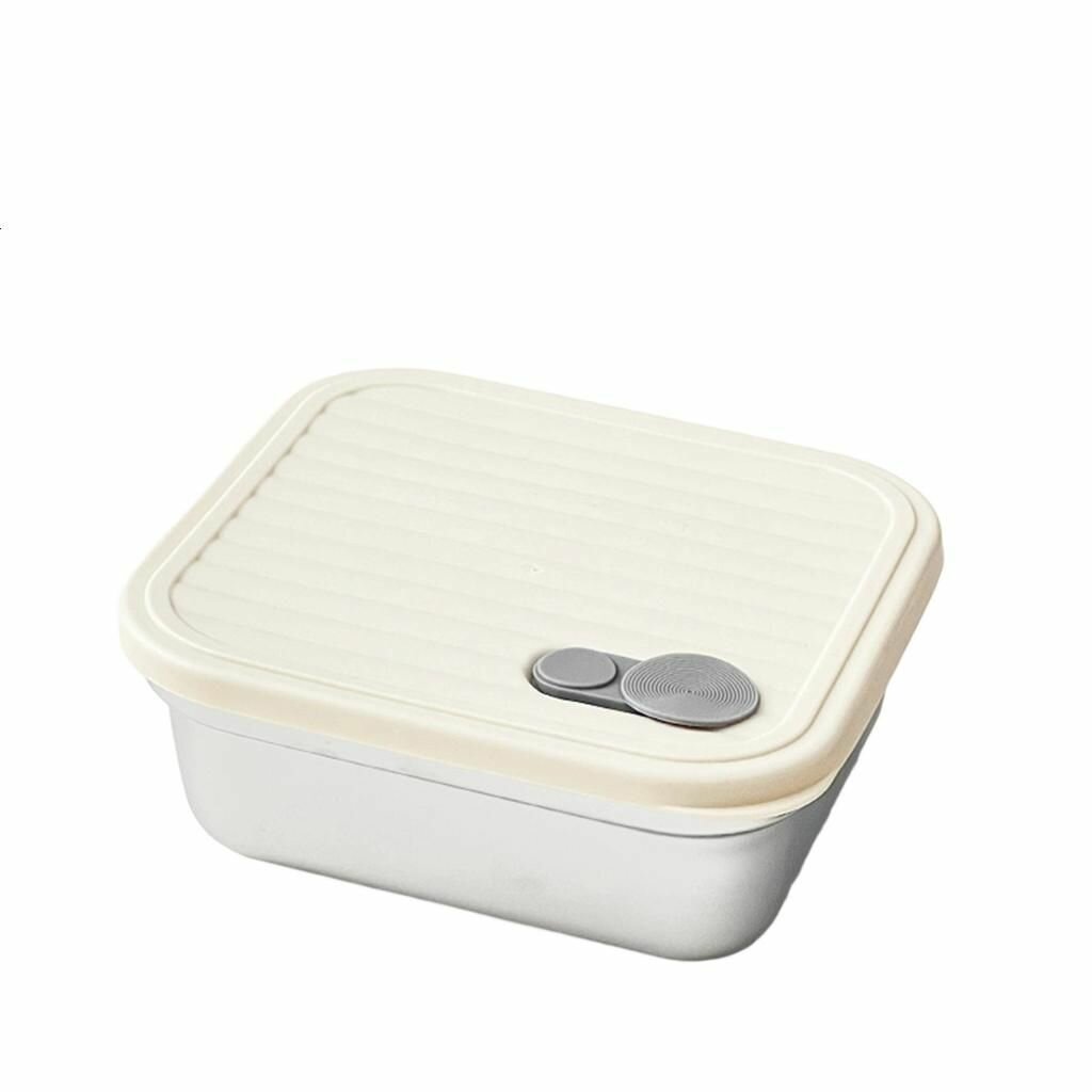 Многоразовый контейнер для еды из нержавеющей стали с разделителями для фруктов и салатов, Бежевый - 1