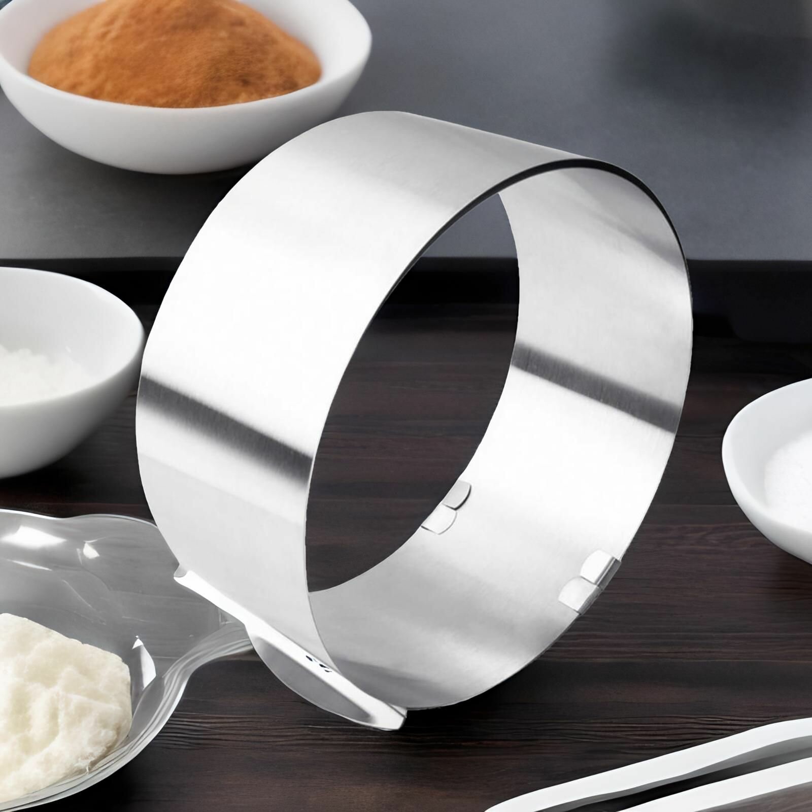 Регулируемое кольцо для выпечки из стали 16–30 см — удобно для тортов, салатов и кексов