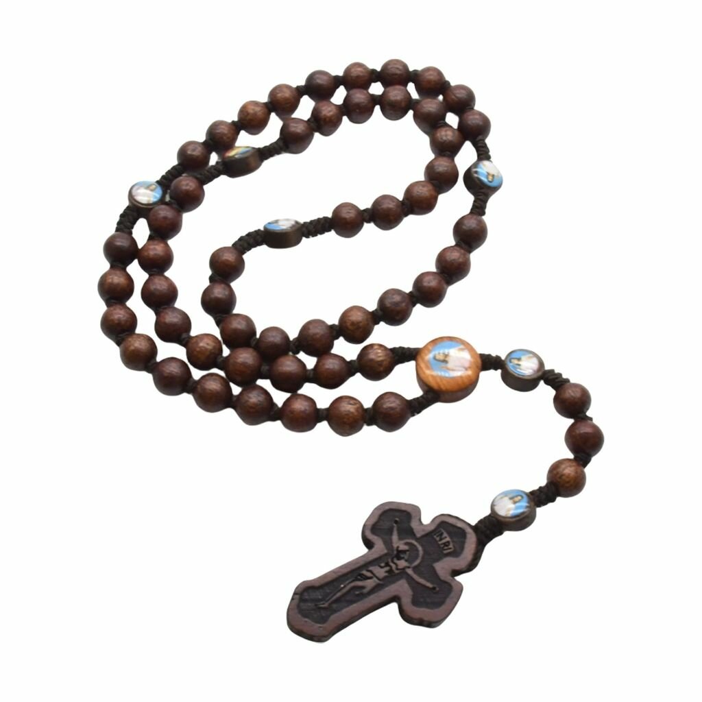 Ожерелье из деревянных четок Наш Отец , священные деревянные четки ручной работы, уникальной формы для модных минималистов