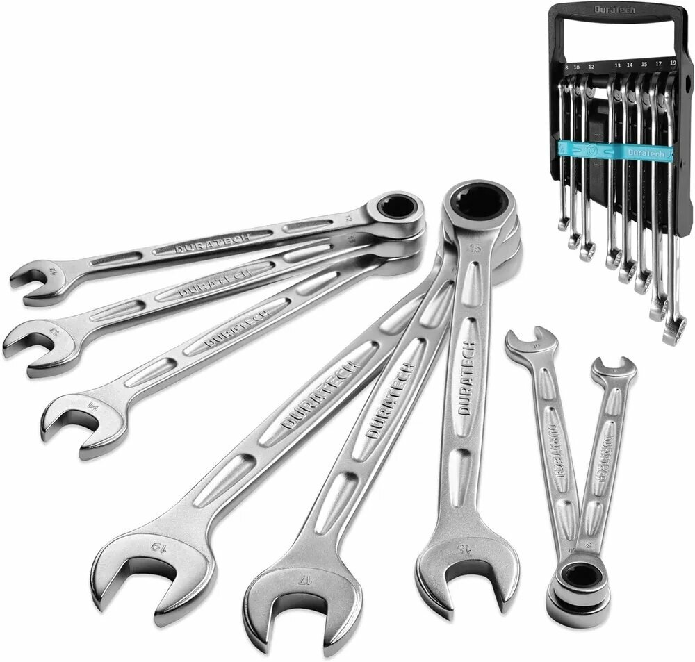 DURATECH 90-зубчатый комбинированный гаечный ключ с храповым механизмом,8шт, метрический