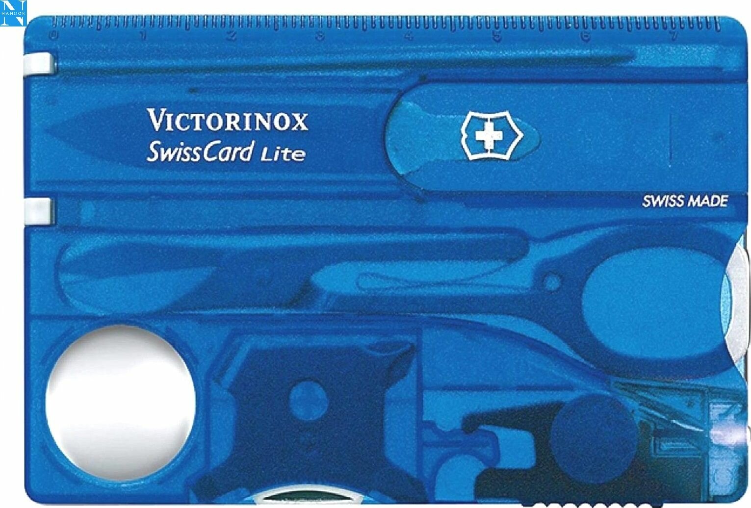 Швейцарская карточка VICTORINOX SwissCard Lite, 13 функций, полупрозрачная синяя 0.7322. T2