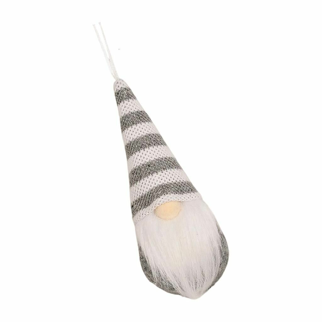 Разноцветные вязаные рождественские безликие украшения в виде старичка-серые и белые полосы, тип B