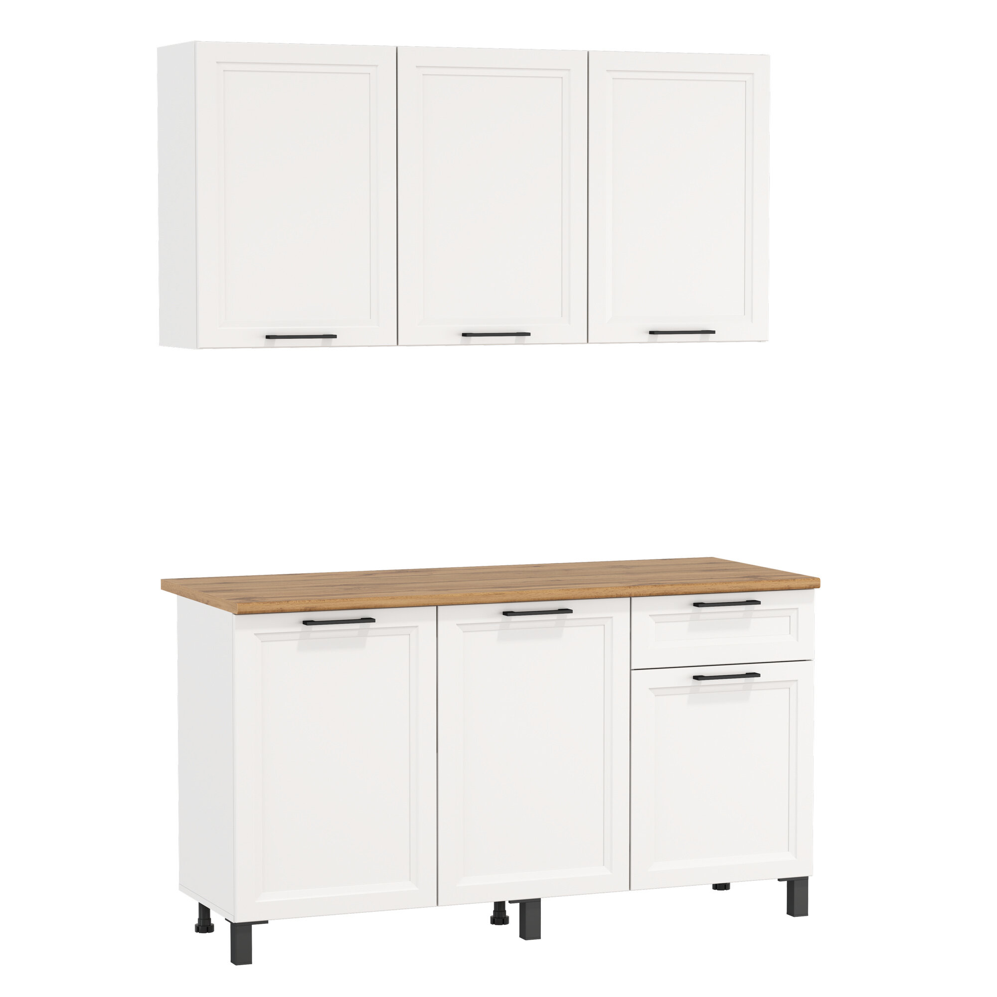 Кухонный гарнитур Римини 1.5 м МДФ белый со столешницей