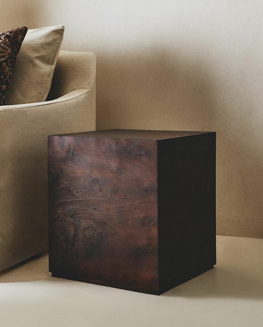 Стол-куб из корневого дерева, 45 x 40 x 40 см, коричневый, ZARA HOME, 8305/072