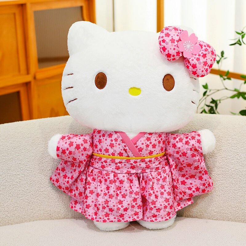 Плюшевая игрушка Кимоно Hello Kitty, мягкая игрушка в виде кошки КТ, большая кукла для объятий для девочек Сакура