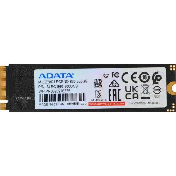 Накопитель SSD A-Data PCIe 4.0 x 500GB SLEG-860-500GCS Legend 860 M.2 2280