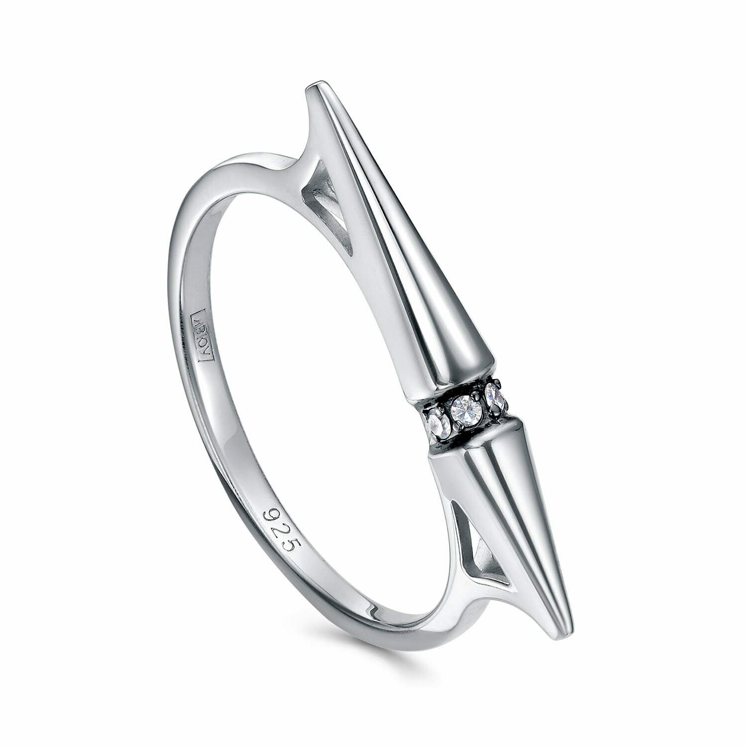 Кольцо тонкое, серебро, 925 проба, бриллиант