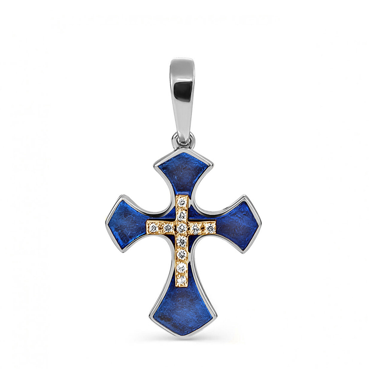 Крестик, серебро, 925 проба, бриллиант