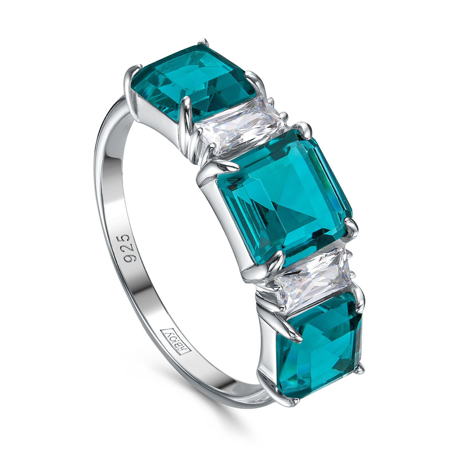 Кольцо, серебро, 925 проба, алпанит, фианит