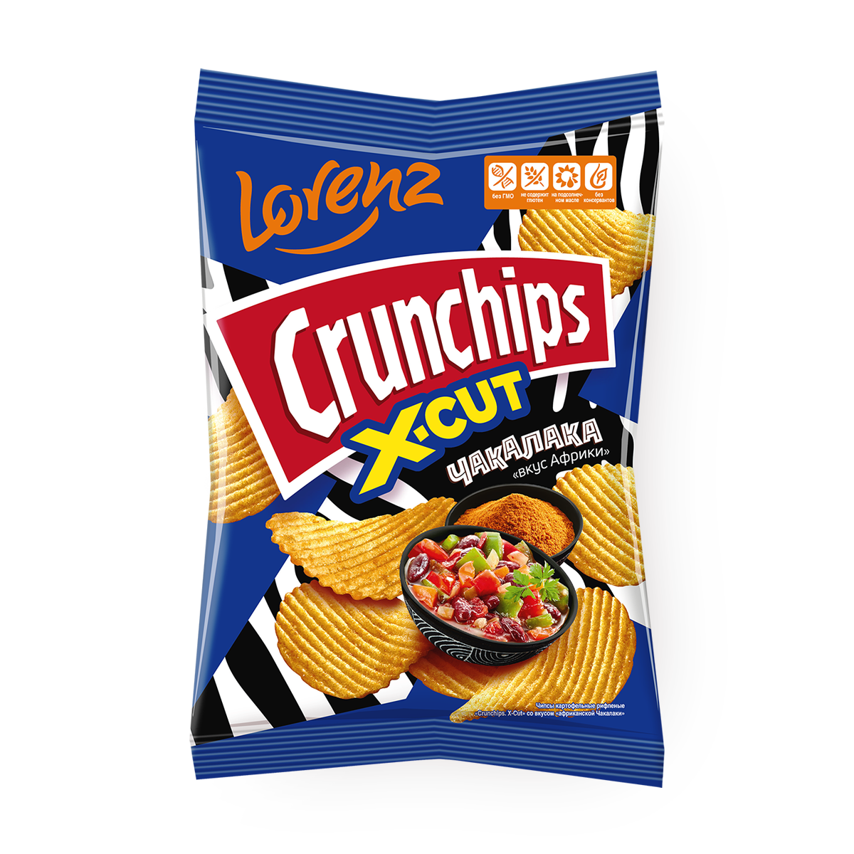 Чипсы Crunchips X-Cut "Чакалака", рифлёные, вкус Африки, 70 г