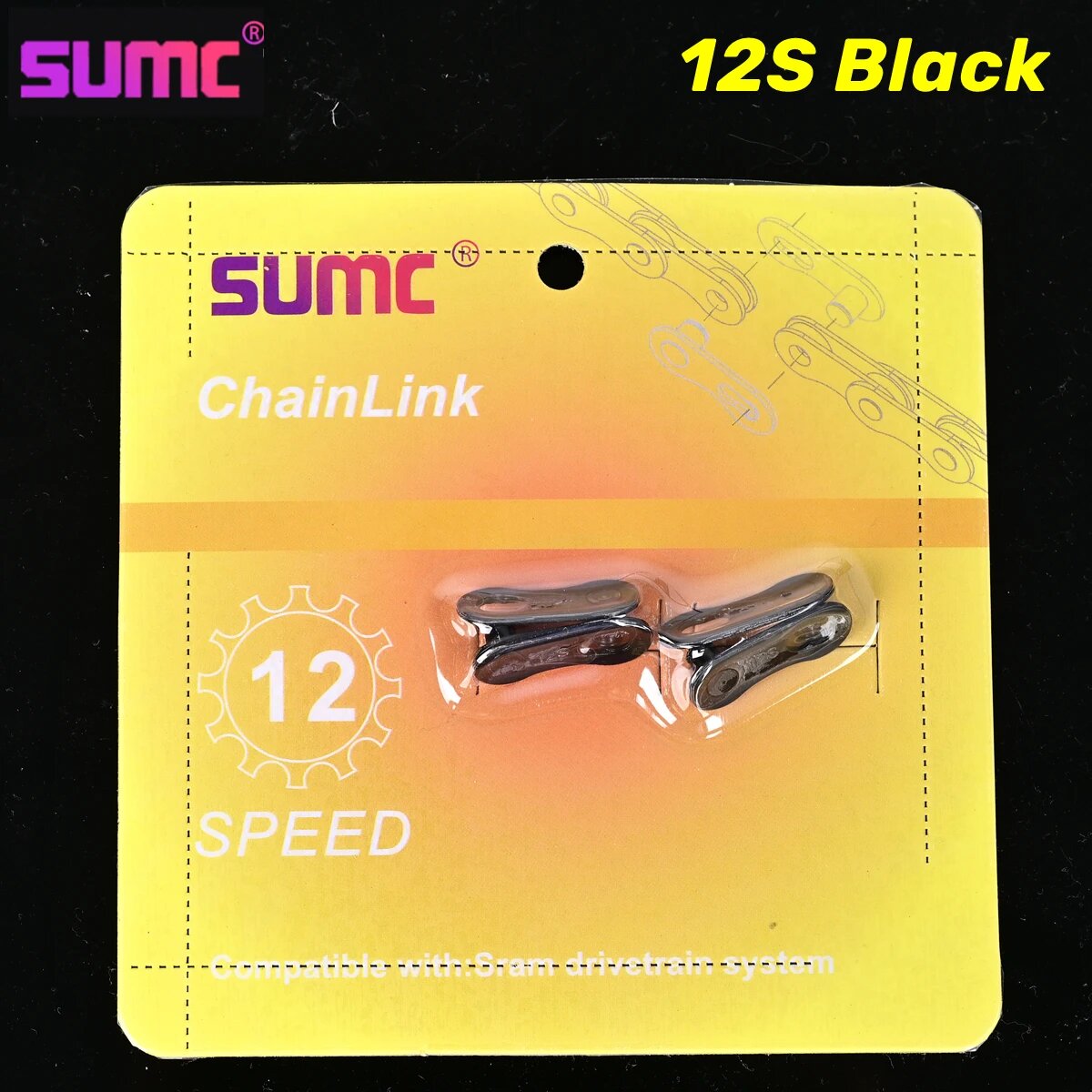 Мастер-звено SUMC для цепей Crescent 12-13 скоростей Черный, Crescent 12S Black