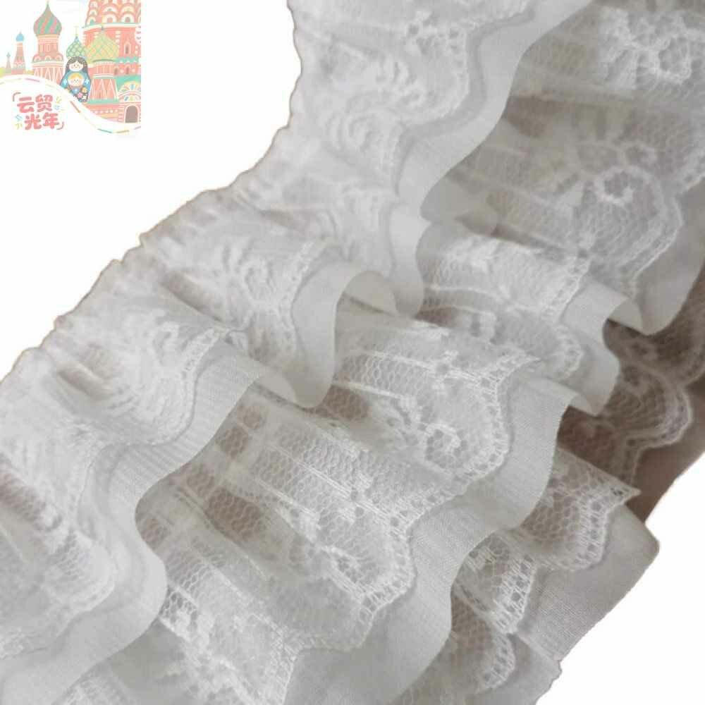 Трёхслойная плиссированная сетка 3D для юбок и декора, шифоновое кружево 13 см, белый чёрный синий, DIY ткань для подола и ручного творчества