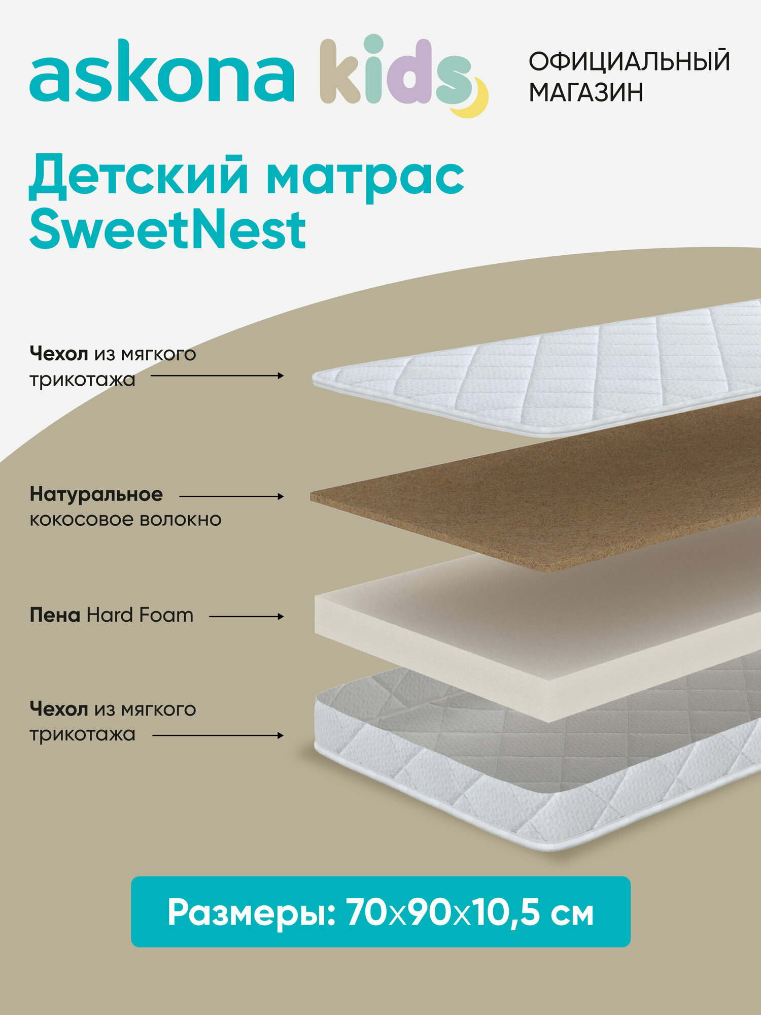 Матрас Askona kids / Аскона 70х90 SweetNest Ортопедический / Анатомический — фото 1