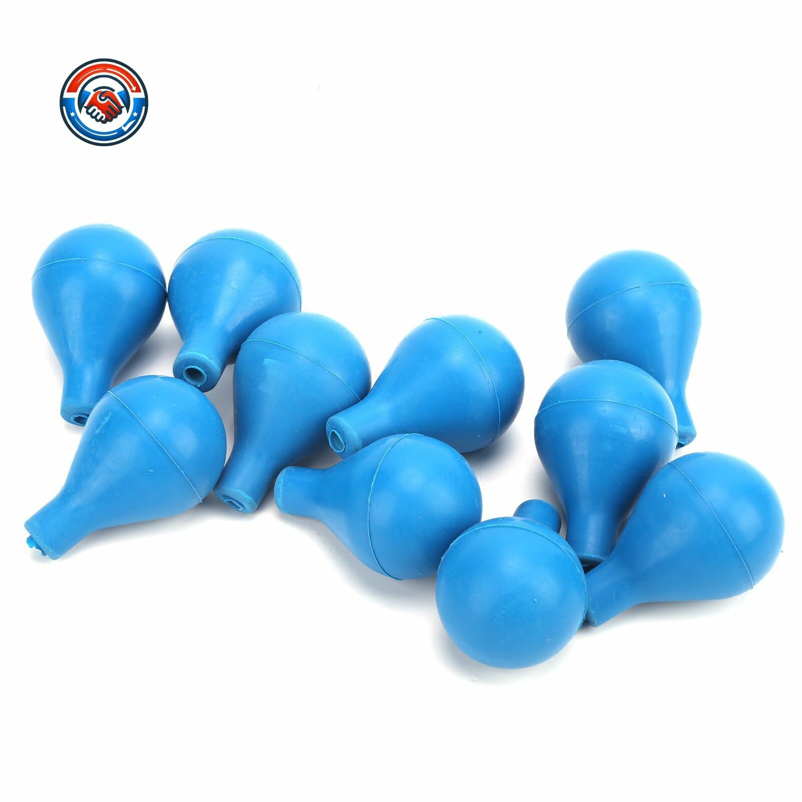 Синие лабораторные груши из натурального каучука, 10 шт, эргономичные аспирационные шарики для пипеток, пробирок и капельниц, надежное уплотнение и мягкая подача