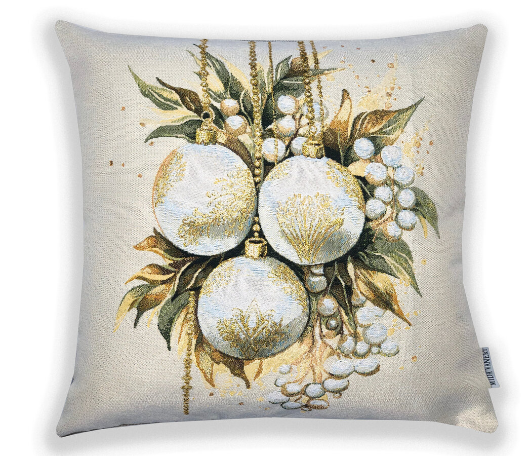 Декоративная гобеленовая наволочка "Новогоднее волшебство Шары" 45х45 см MIDA VANERI