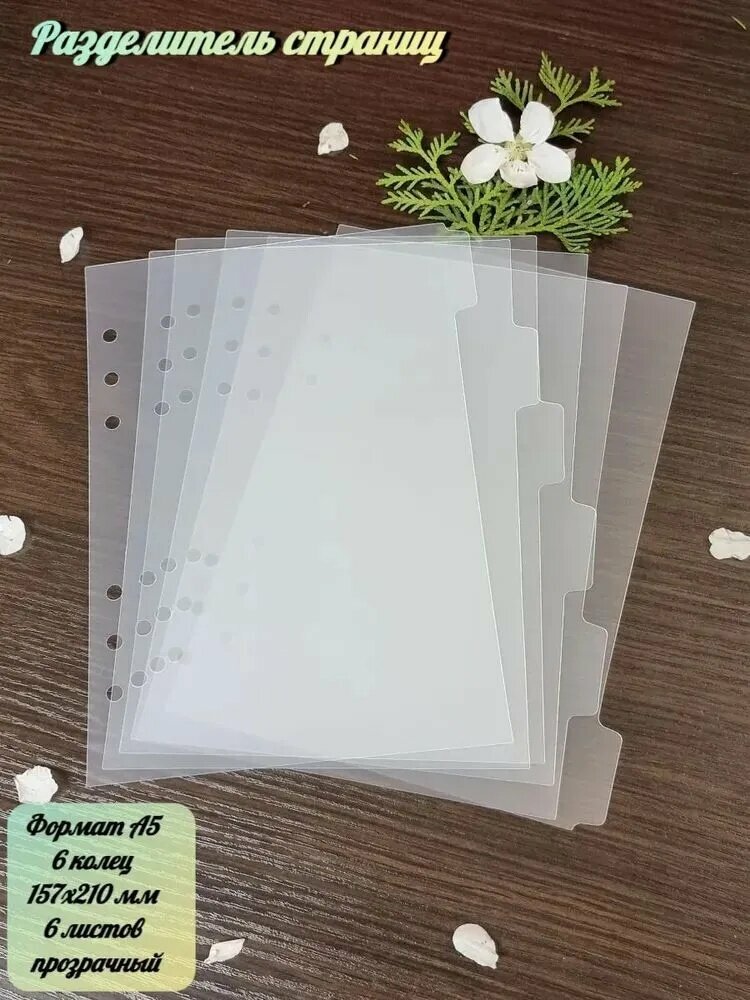 Разделитель для папки A5 (14.8 × 21 см), 6 шт.