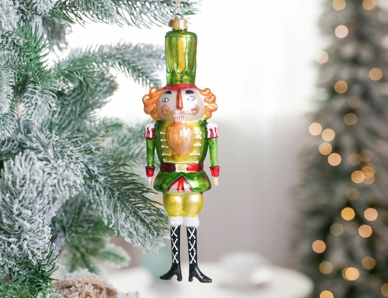 Ёлочная игрушка щелкунчик В зелёном мундире, стекло, 21 см, Winter Deco 5030117