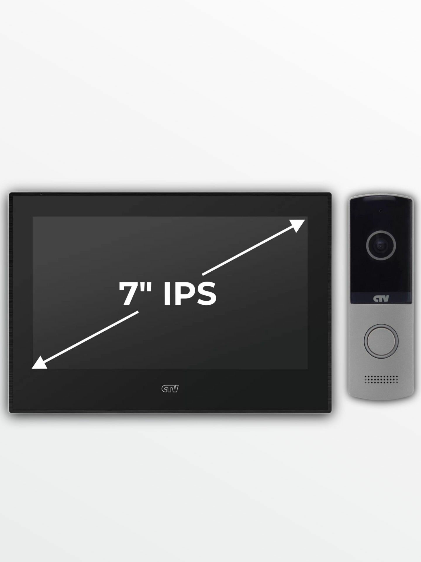 Комплект WiFi видеодомофон для квартиры: монитор 7" CTV-M5704AI (B) + вызывная панель CTV-D4003NG (S), для дома или офиса, управление со смартфона, AI-функции, подключение к подъездному домофону