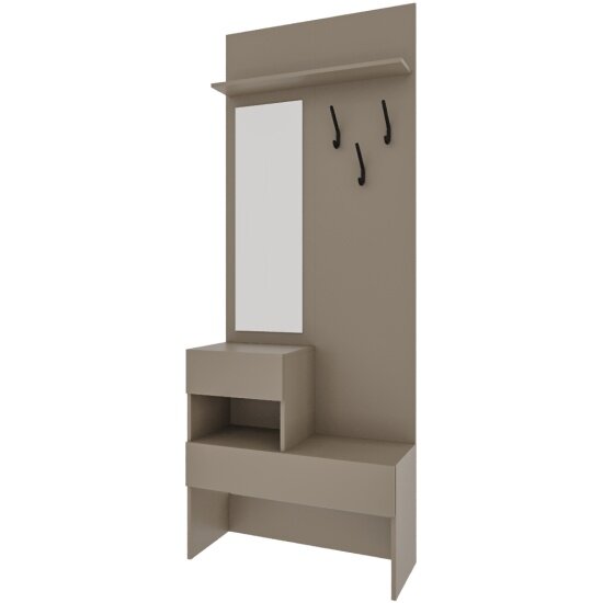 Прихожая с зеркалом Homegrad Голд Бостон Вешалка В-1 (800х2103х353)(Бежевый(Глинянный/серый))