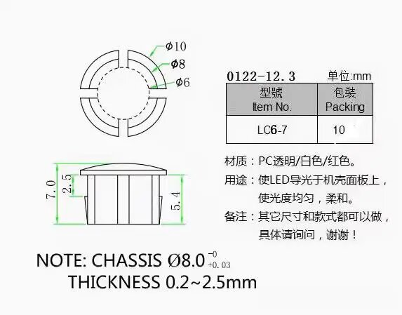 Прозрачные колпачки для световода LC11-5/LC8-7/LC6-7 (100 шт.) Transparent, LC6-7