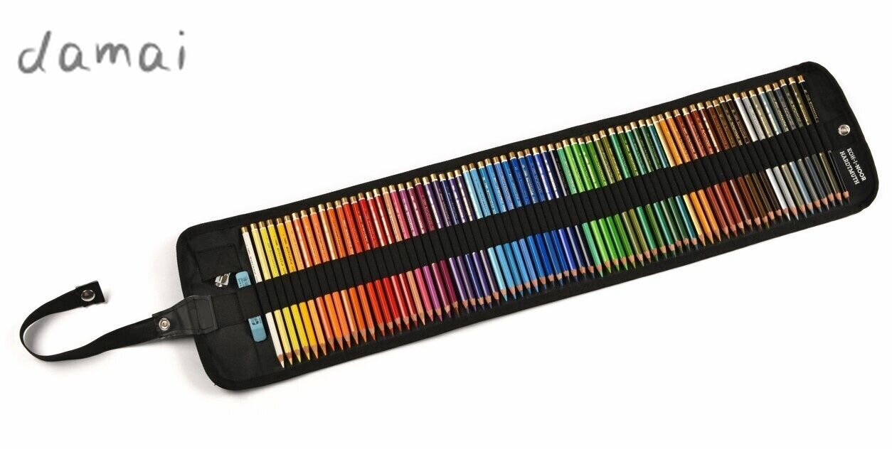 Набор цветных карандашей KOH-I-NOOR Polycolor, 4В, художественные, в тканевом пенале-скрутке, 72 цветаХорошо
