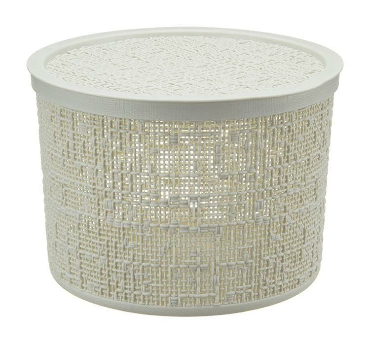 Коробка бязь 4.5Л С крышкой Д-22СМ 220*220*160 белый ротанг М-ПЛ