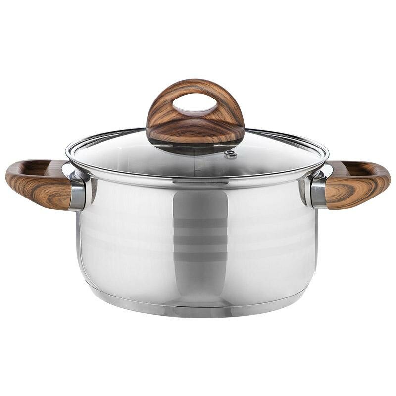 Кастрюля нерж 2.5Л FORESTA СТ/КР ручки SOFT-TOUCH под дерево MALLONY