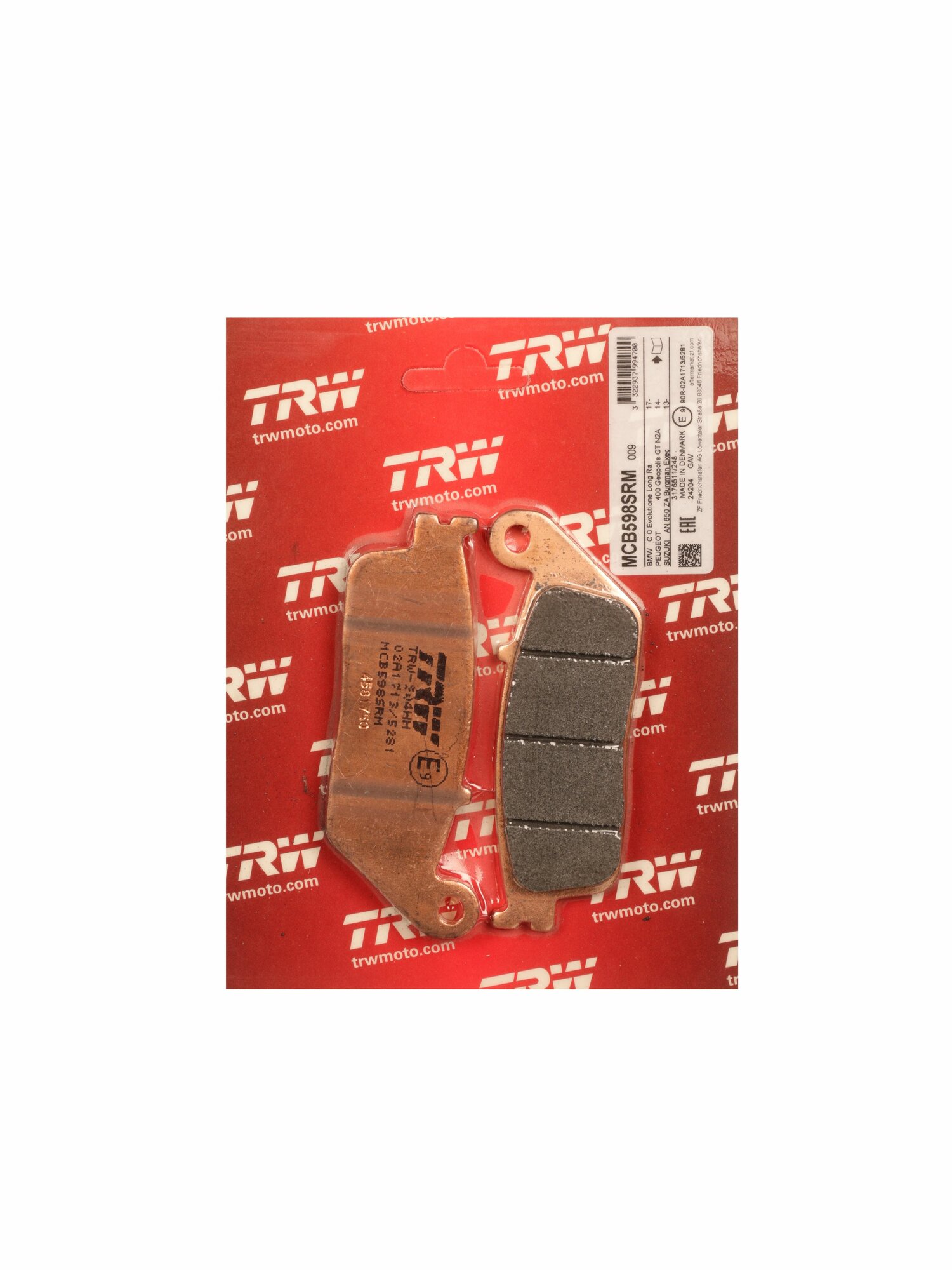 Колодки тормозные дисковые для мото TRW (MCB598SRM)