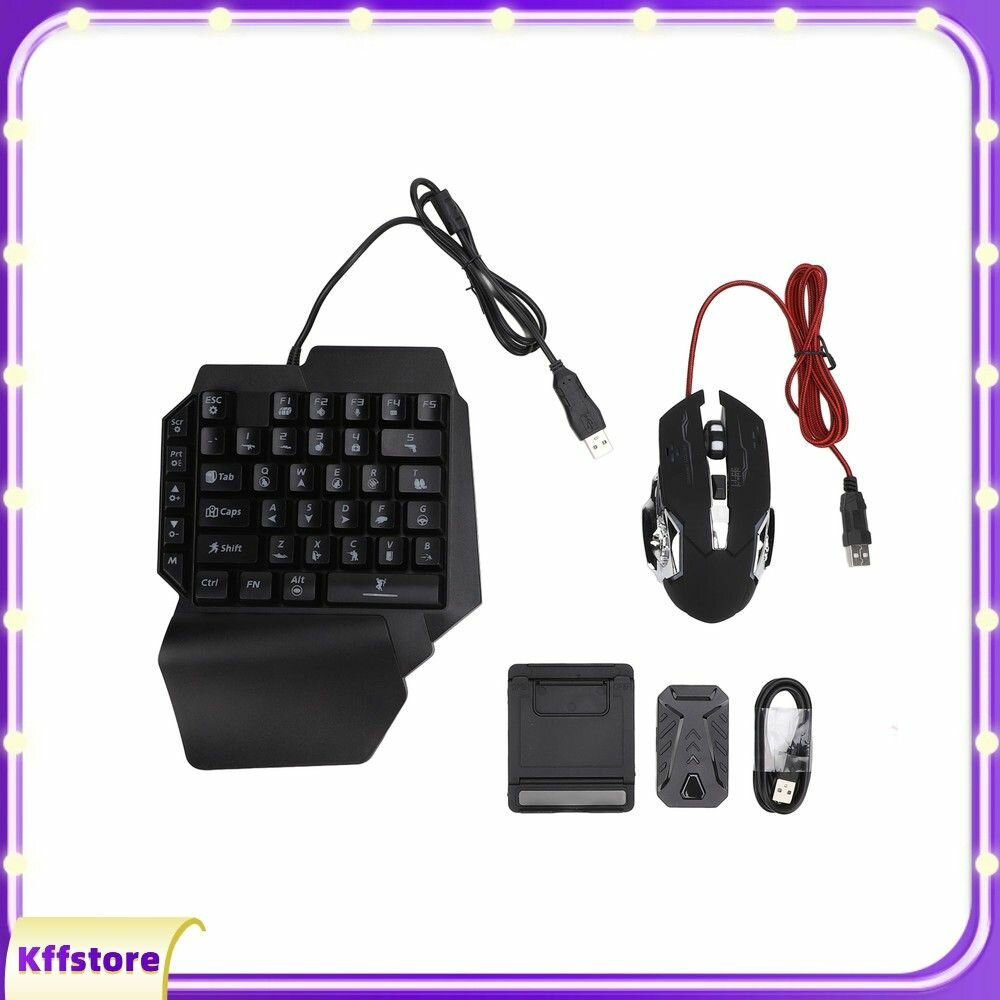 Игровая клавиатура для одной руки RGB, комбинированная с мышью, регулируемая подставка для телефона