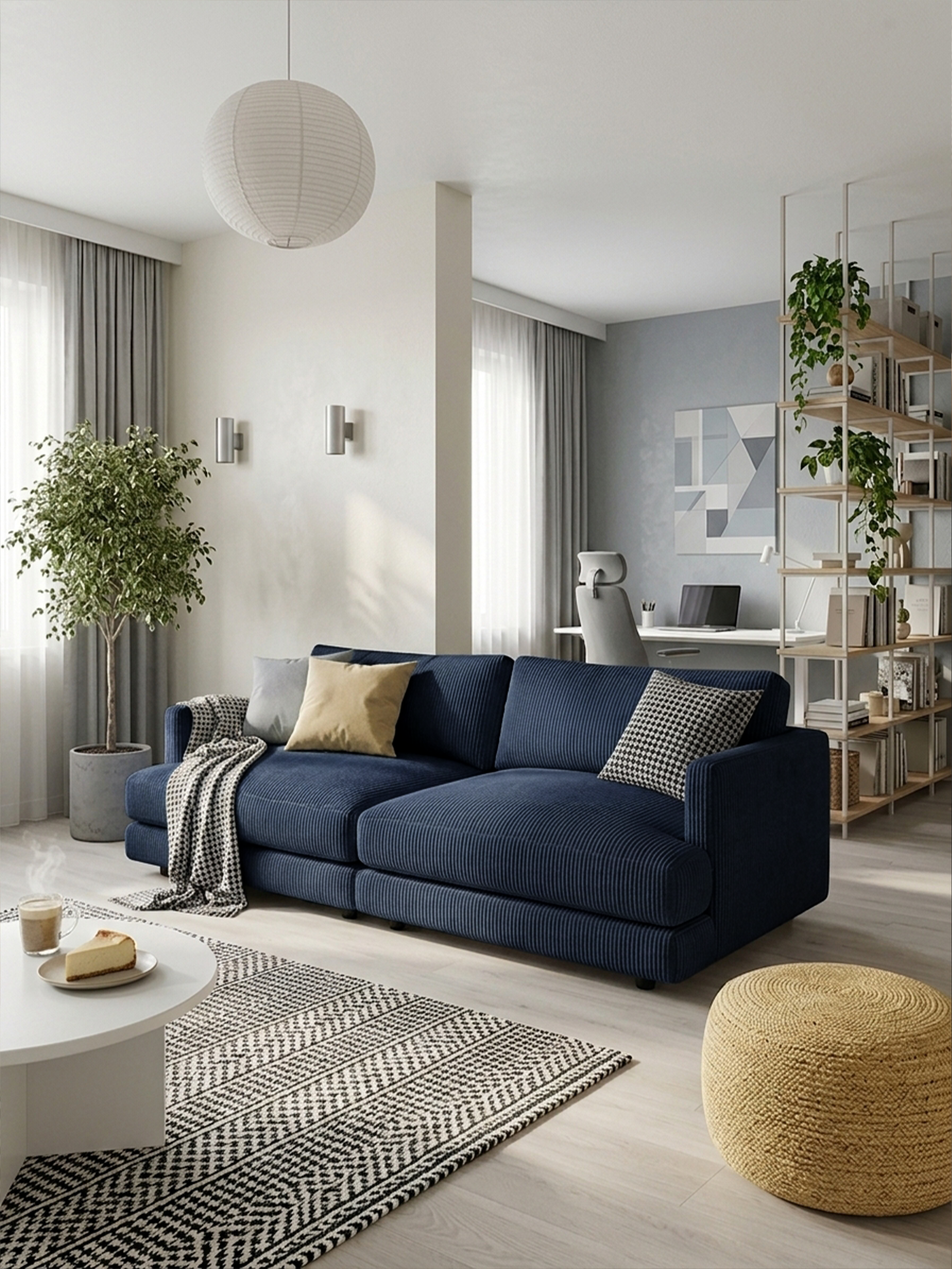 Диван Ибица 2 Cilium Indigo NOW 212x105x87 см, синий Вельвет, еврокнижка Фиеста