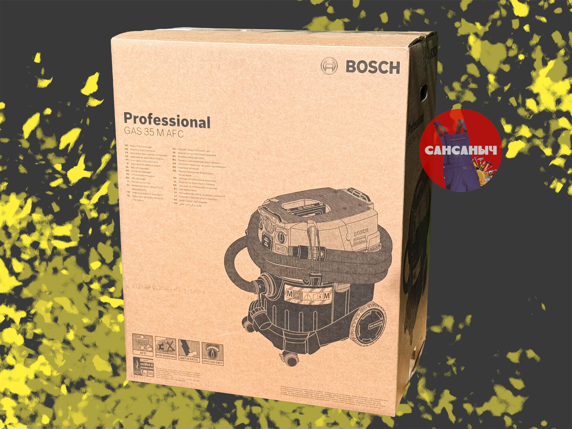 Пылесос Bosch GAS 35 M, строительный, от сети, 1200Вт, сухая/влажная уборка