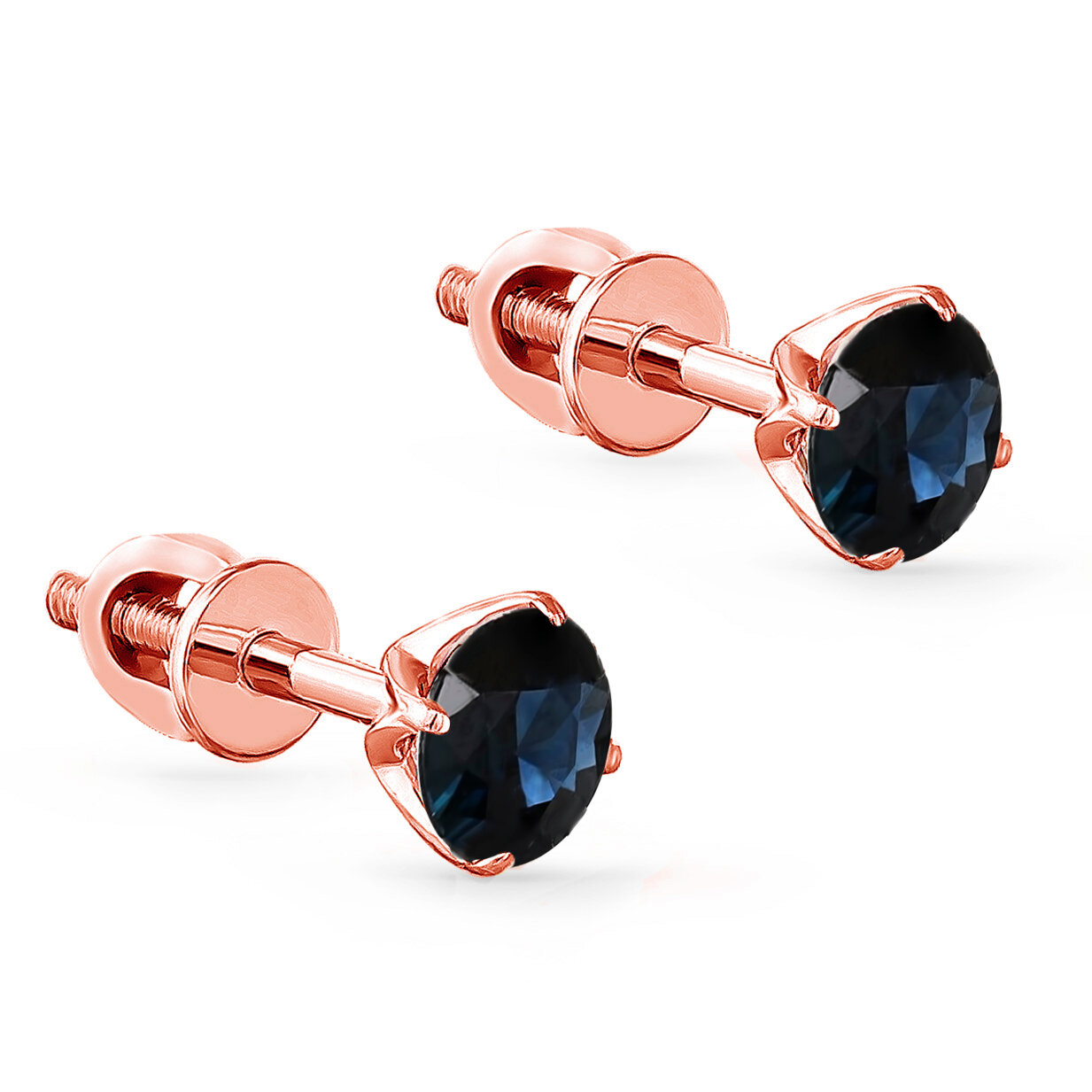 Серьги пусеты, красное золото, 585 проба, сапфир