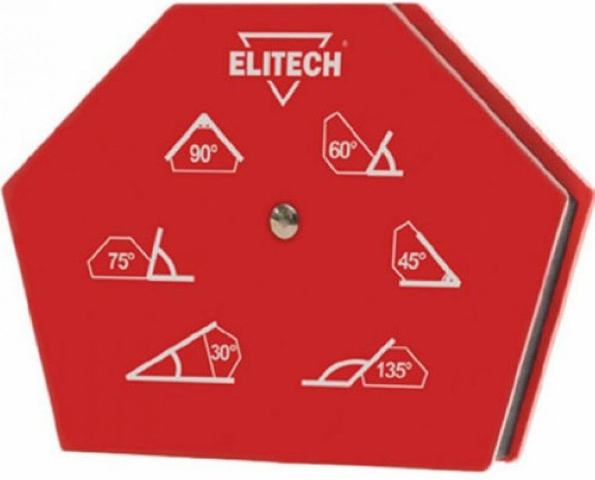 Угольник магнитный ELITECH 0606.017800, угол удержания 30, 45, 60, 75, 90, 135 градусов до 35 кг