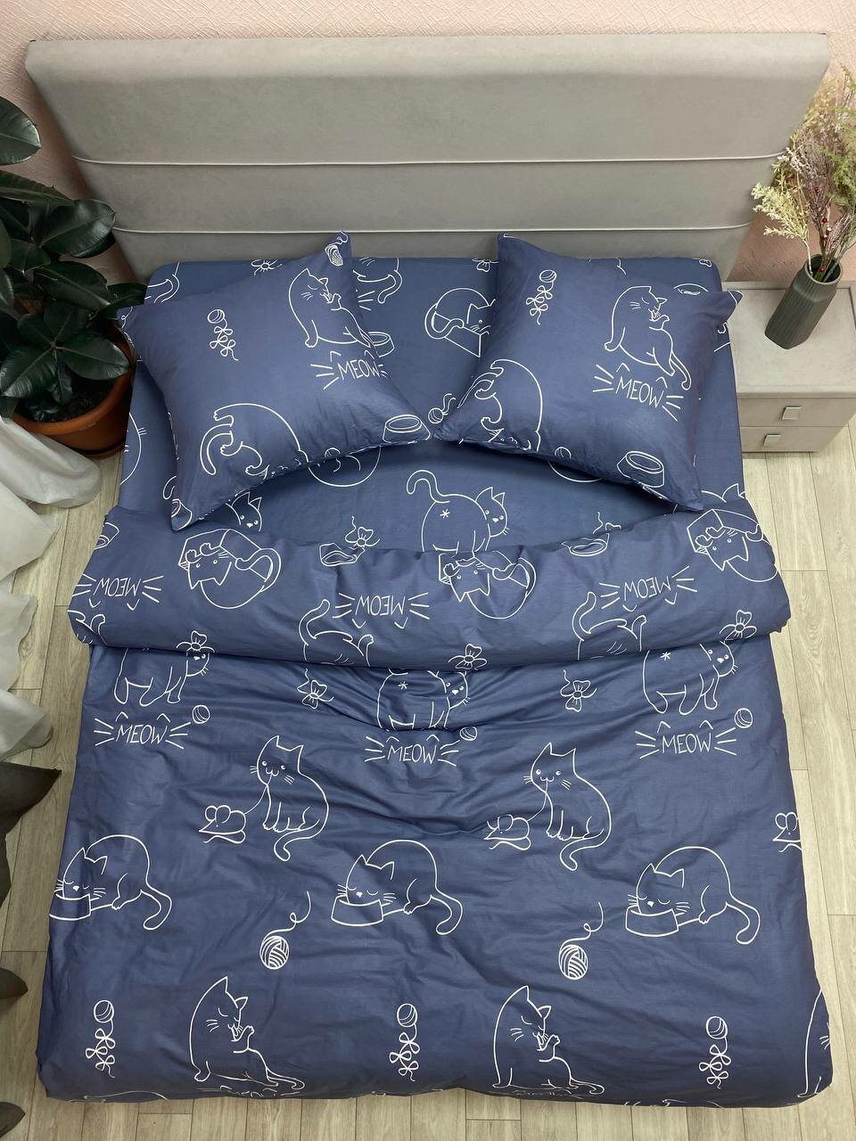 Постельное белье семейное простынь на резинке 180х200 milo s, бязь 100% хлопок, наволочки 2шт и пододеяльники на молнии