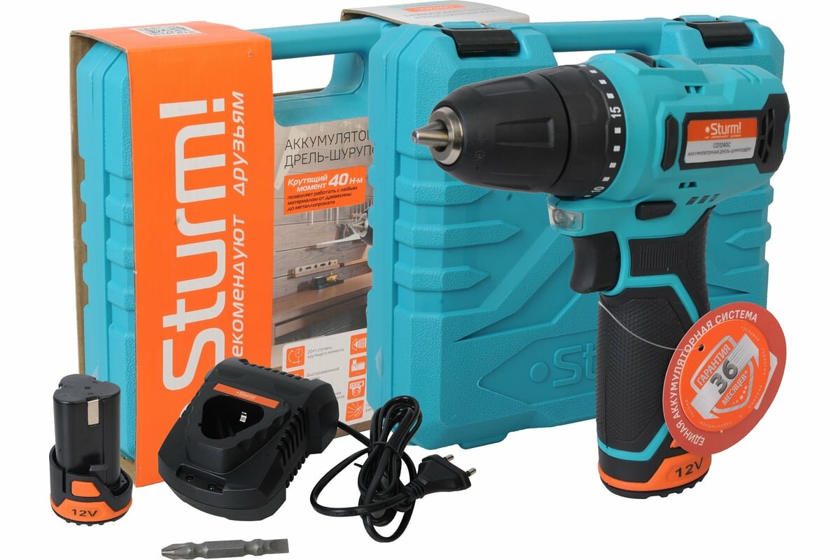 Аккумуляторный шуруповерт Sturm BatterySystem12V CD1240C