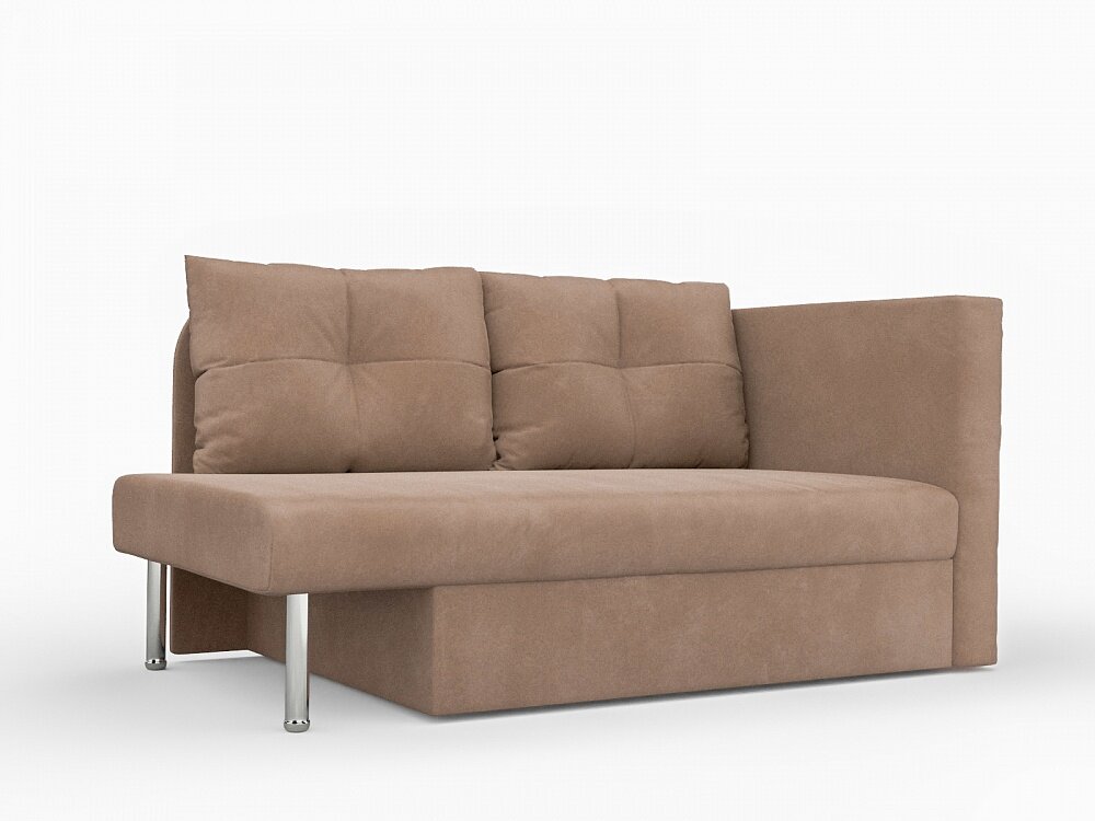 Прямой диван тахта Каллиста Бежевый Велюр, кушетка, 150х85х78 см, с ящиком для белья