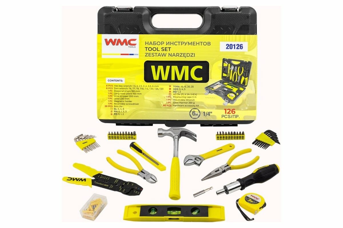 WMC TOOLS Набор инструментов 126 предметов 1/4" 6 гранные WMC-20126(57307)