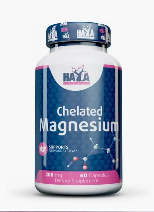 Haya Labs Chelated Magnesium. Хелатный магний. 200 Mg. 60 Caps.