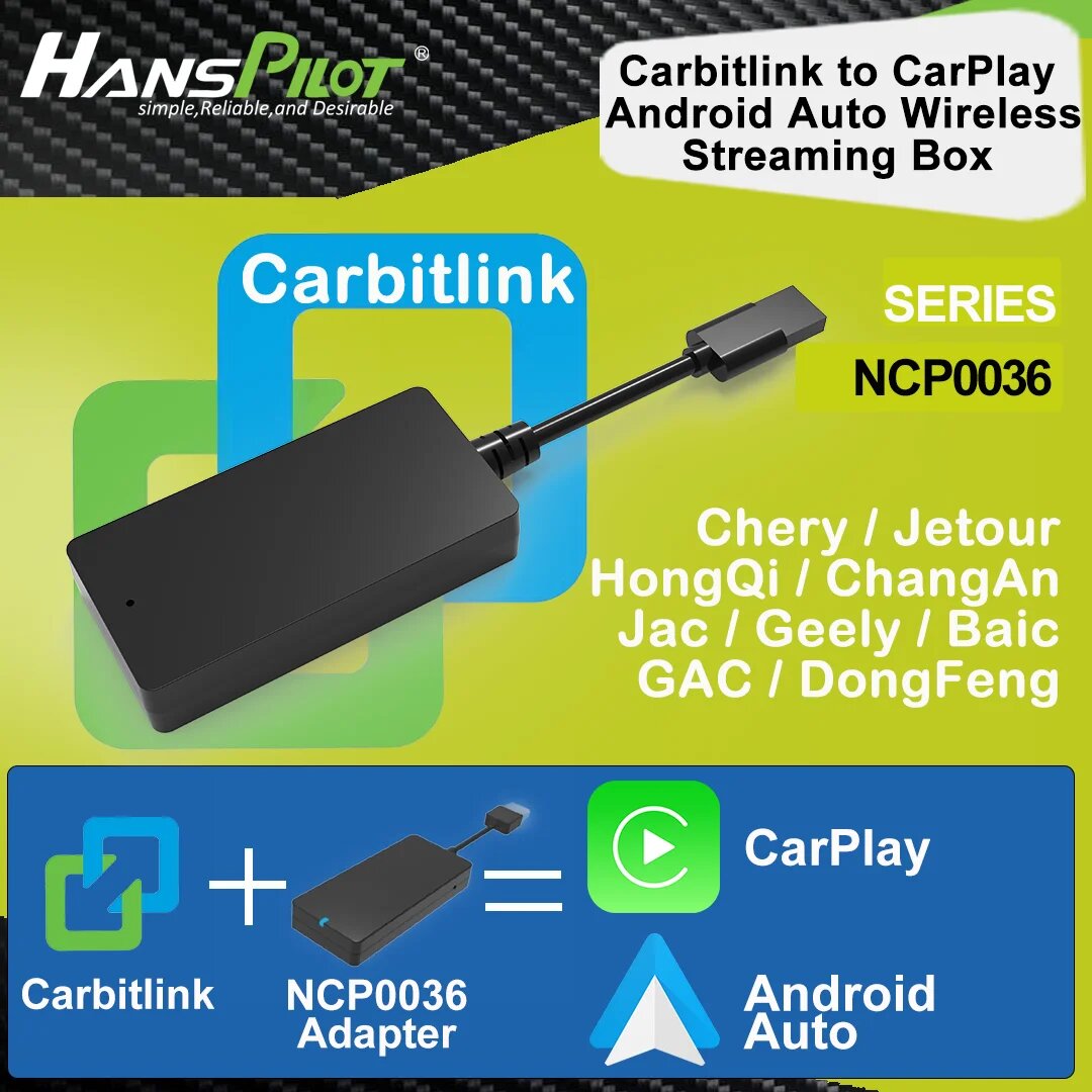 Carbitlink NCP0036 адаптер CarPlay Android Auto для Chery, Geely, Baic
